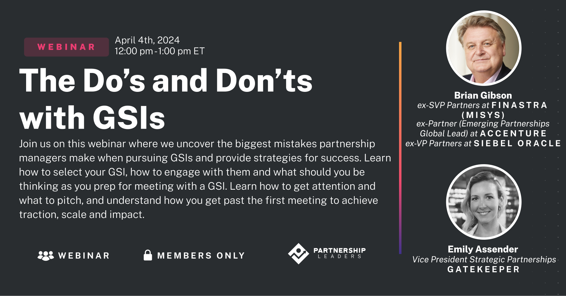 Partnership Leaders Webinar: The Do's and Dont's with GSIs